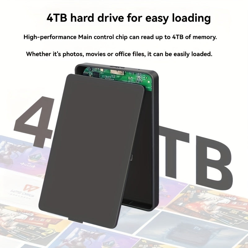 4TB Portable External Hard Disk HDD, 4TB Large Capacity USB 3.0 Portab ...