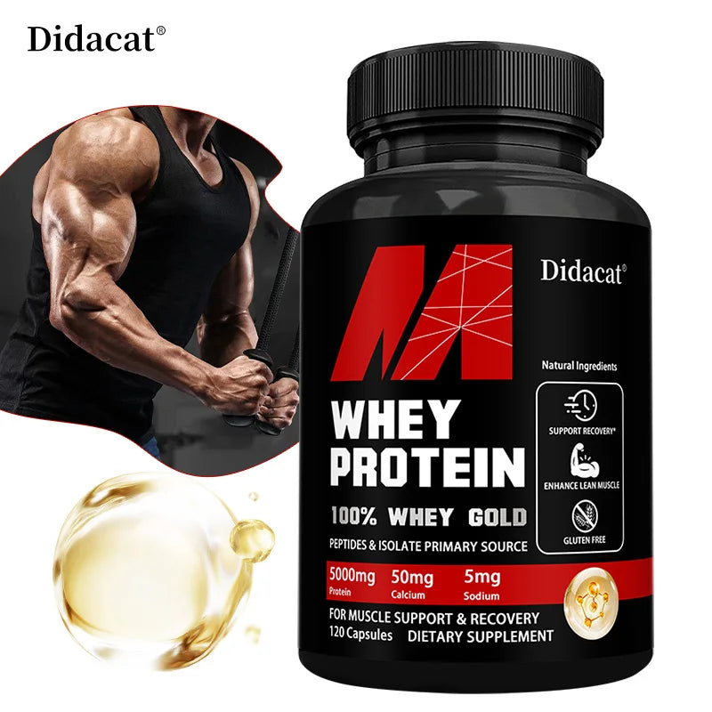 Whey Protein Capsules - Contains 5000 mg of protein - Supports recover ...