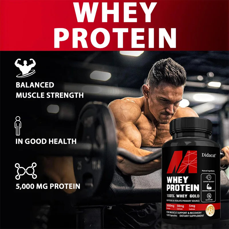 Whey Protein Capsules - Contains 5000 mg of protein - Supports recover ...